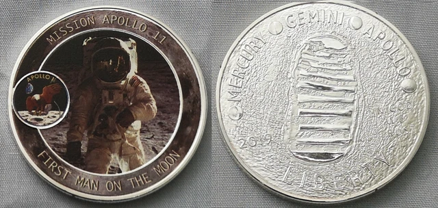 APOLLO ASTRONAUT SILVER Coin Moon Landing 50th Anniversary Space Race ...