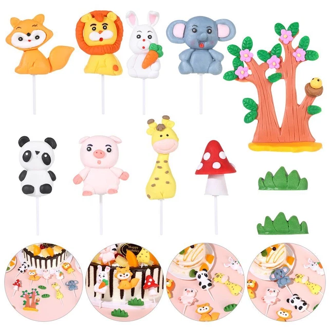 ZOO ANIMAL SAFARI Jungle Cupcake Topper Picks 3D Cake Decoration Cake ...