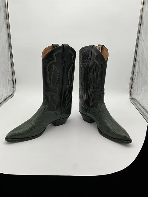 TONY LAMA THIEVES Market Green Lizard Boots Western Boots Size 11D VGUC ...