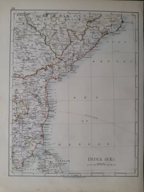 1906 MAP INDIA South East - Mysore Madras Nizams Dominions $89.22 ...