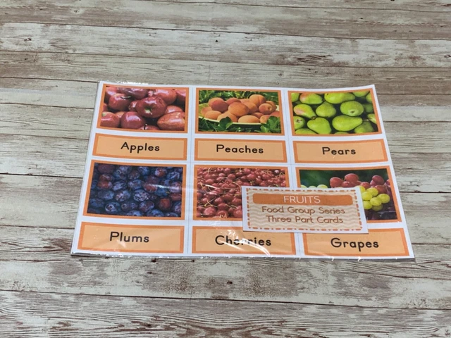 FRUITS - FOOD Groups Series - Montessori Three Part Card - (PRINTED ...