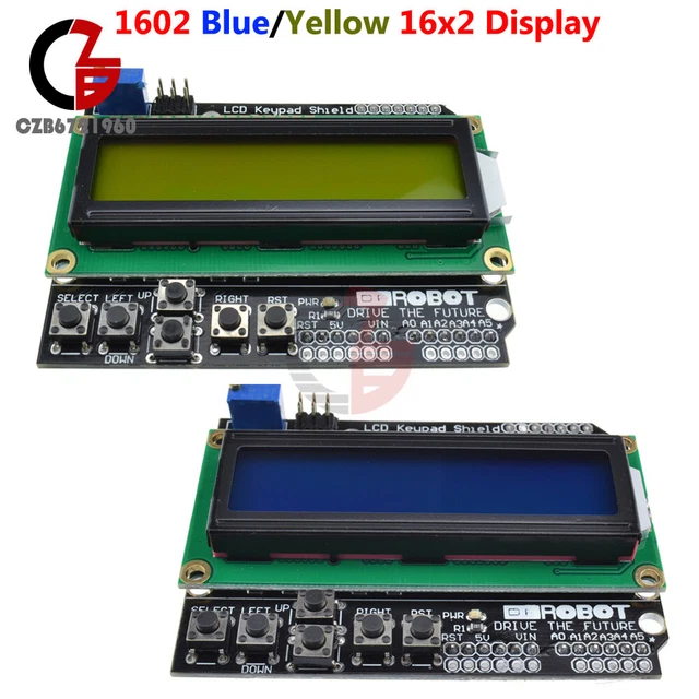 1602 LCD 16X2 HD44780 Character Display Module For Arduino Blue/Yellow ...