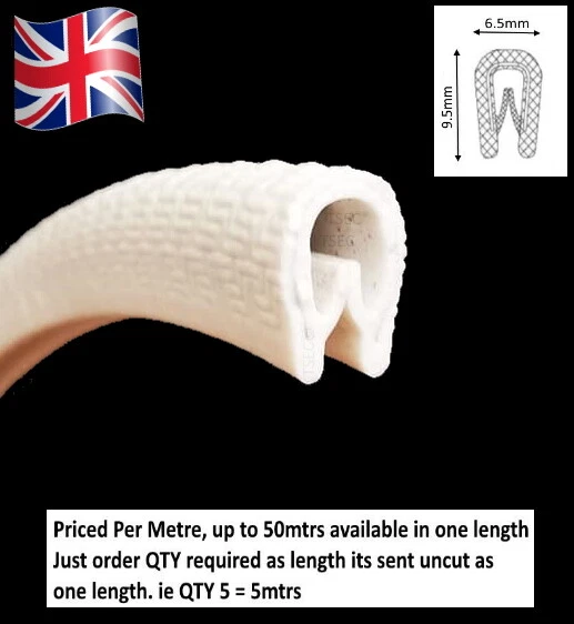 CLASSIC AUSTIN MINI Rubber Gripping Sill Seam Trim Edging Side (White ...