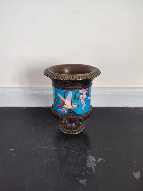 PETIT POT STYLE Médicis en métal à décor d'oiseau et d'insecte EUR 39 ...