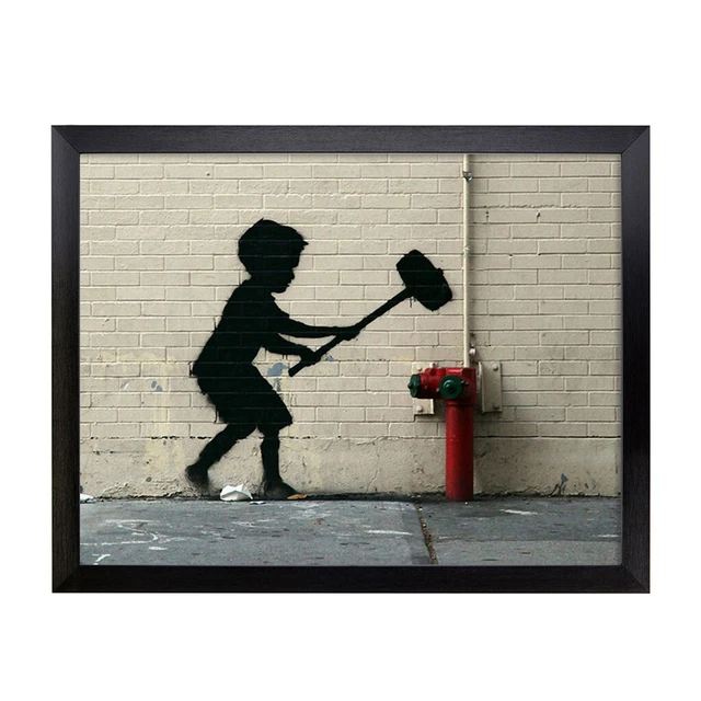 BANKSY FIRE HYDRANT Graffiti Wall Art Lap Tray Cushioned Bean Bag ...