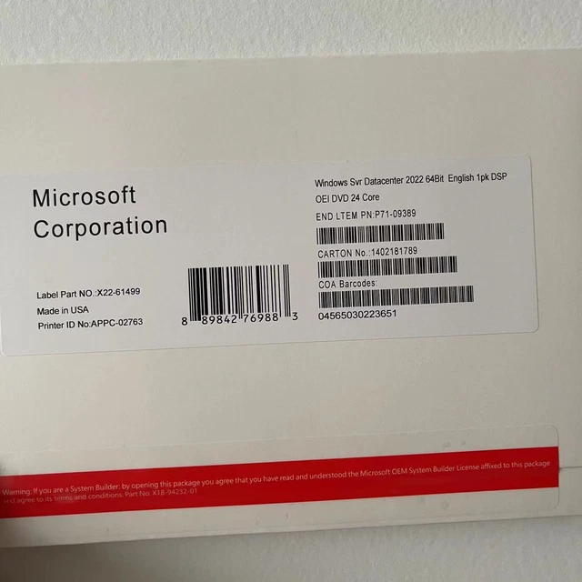 NUOVO DATA CENTER Microsoft Windows Server 2022 - 24 core - pacchetto ...
