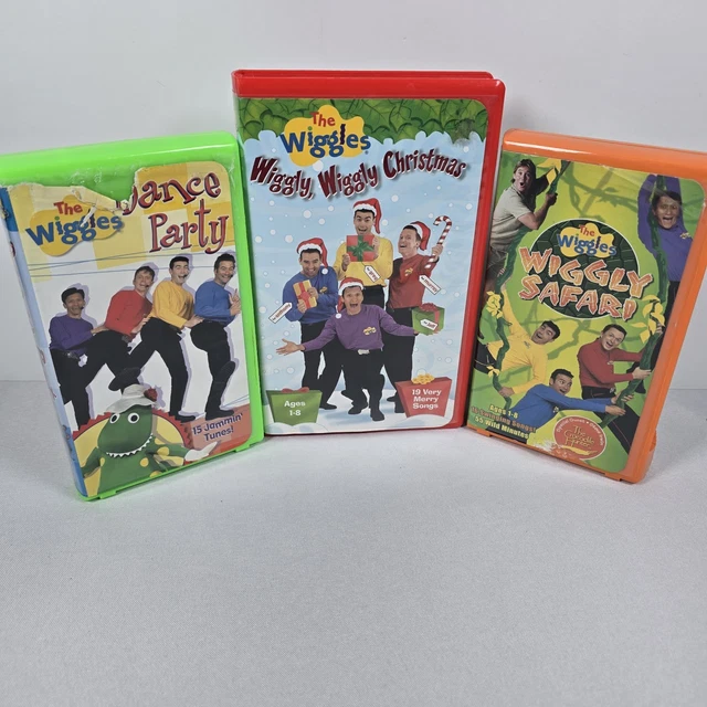 THE WIGGLES -3 VHS Tapes - WIGGLY SAFARI, WIGGLY WIGGLY CHRISTMAS ...