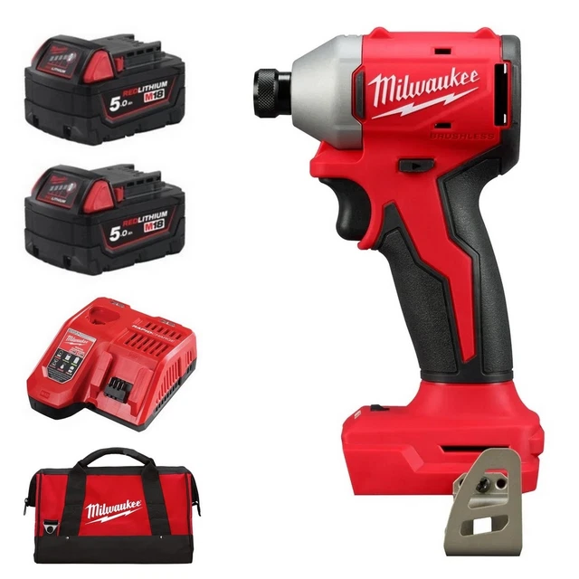 MILWAUKEE M18BLIDR-502X BRUSHLESS 3-Mode Compact Impact Driver Kit 2X 5 ...