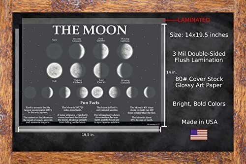 SOLAR SYSTEM POSTER and Moon Phases Chart - Laminated 14x19.5 ...