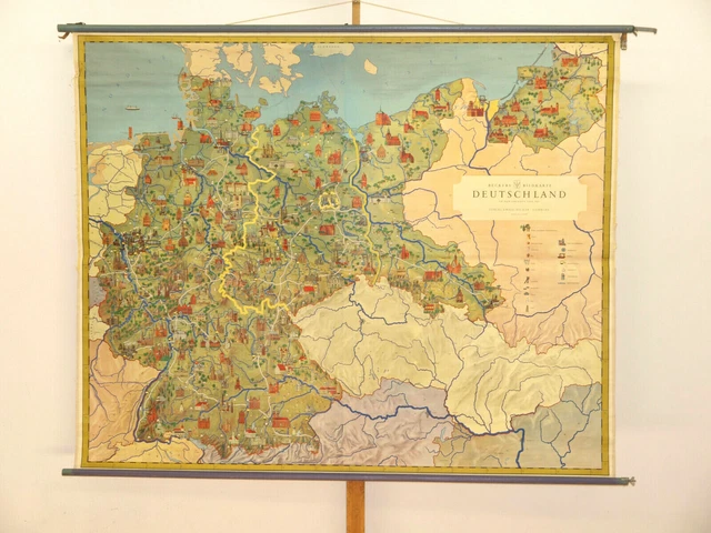 DECORATIVE SCHOOL WALL map wall map Germany FRG GDR eastern territories ...