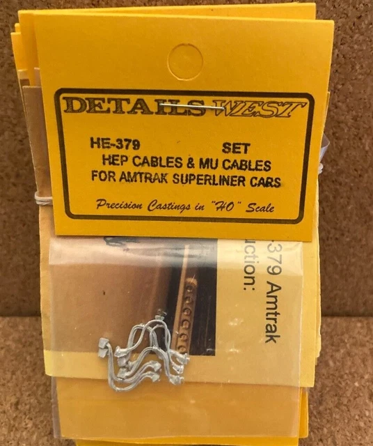 DETAILS WEST HE-379 HEP & MU CABLES for AMTRAK SUPERLINER CARS Model RR ...