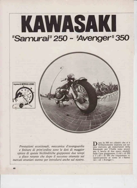 ADVERTISING TEST MOTO KAWASAKI SAMURAI 250/AVENGER 350 1971 ...