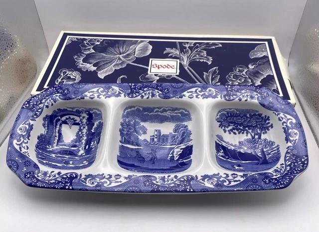 SPODE BLUE ITALIAN 3 Compartment Condiment Tray - Boxed £29.50 ...
