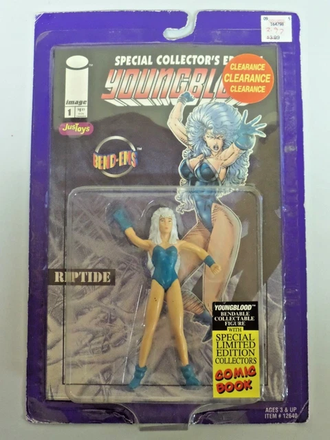 VINTAGE YOUNGBLOOD BENDABLE Collectible Figure with Comic Book Riptide ...