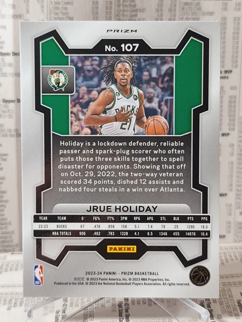 JRUE HOLIDAY 2023-24 Panini Prizm RED WHITE & BLUE PRIZM #107 Boston ...