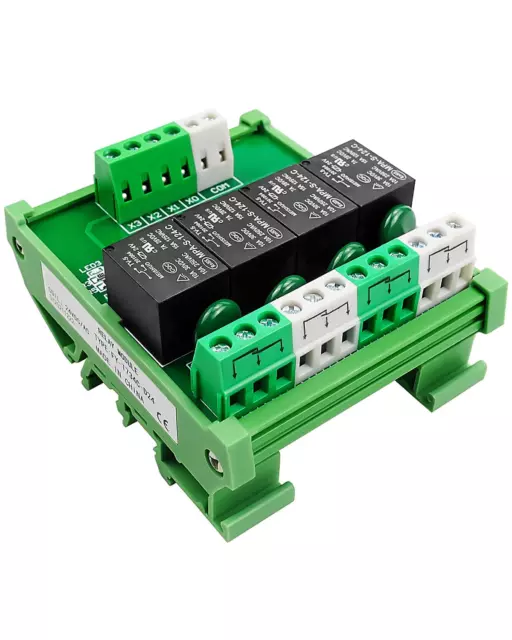 4 CHANNEL RELAY Module 1 SPDT DIN Rail Mount 24V DC/AC Interface Relay ...