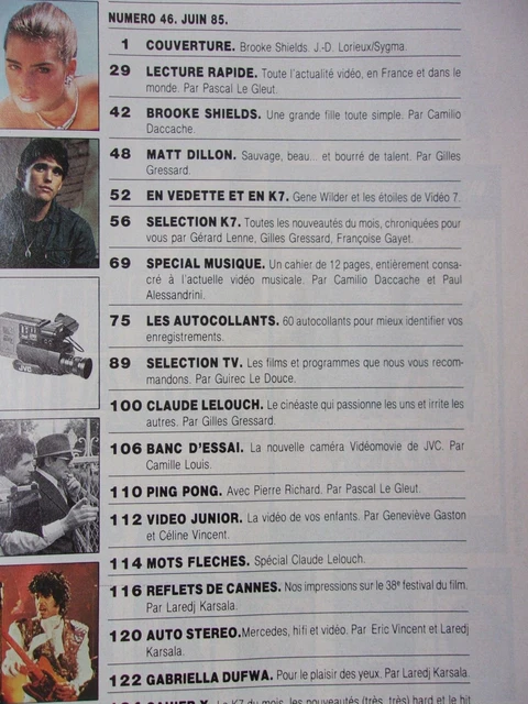 VIDEO 7 N°46 : Brooke Shields-Matt Dillon-Prince-Lelouch-Pierre Richard ...