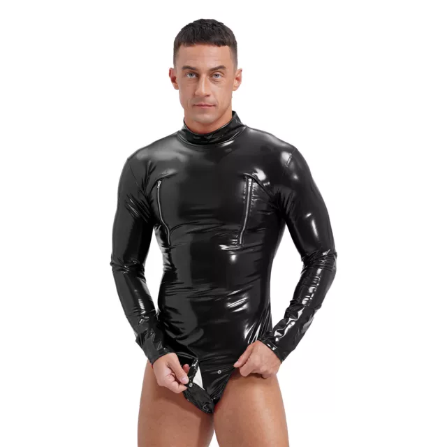 DE IEFIEL HERREN Wetlook Overall Einteiler Lackleder Bodysuit Langarm ... DE IEFIEL HERREN Wetlook Overall Einteiler Lackleder Bodysuit Langarm ...
