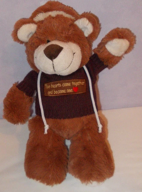 &TWO HEARTS COME Together and become One" bear Soft Plush Toy 13" £4.80 ...
