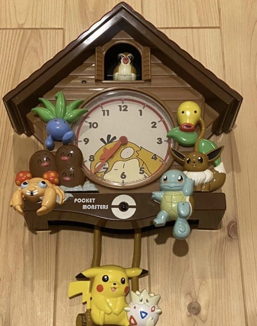SEIKO POKEMON PENDULUM Wall Clock CQ502B From JAPAN Pikachu Eevee ...