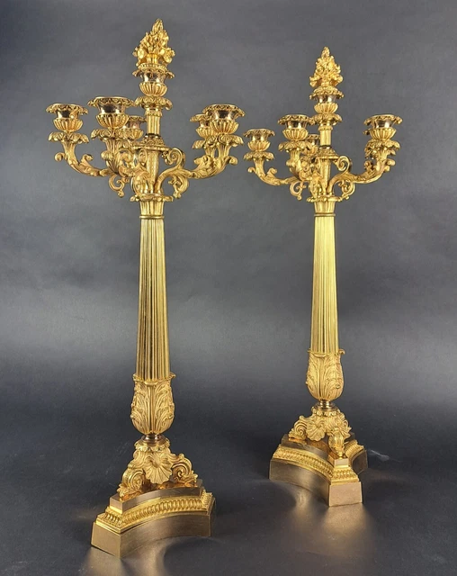 PAIRE DE GRANDS Candélabres Charles X En Bronze Doré EUR 3.200,00 ...