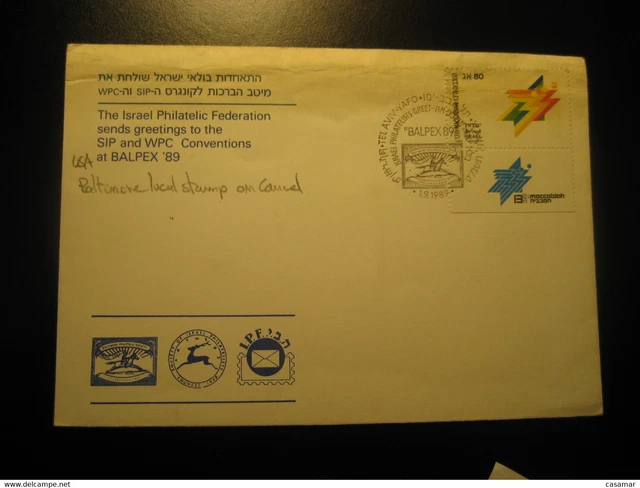 TEL AVIV 1989 Baltimore Local Stamp USA On Cancel Cover Israel EUR 4,01 ...
