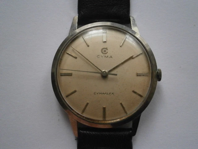 VINTAGE GENTS WRISTWATCH CYMA CYMAFLEX mechanical watch working need ...