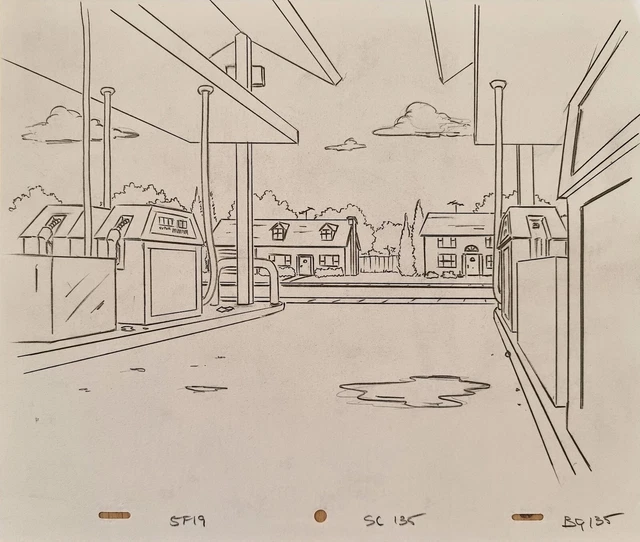 RARE SIMPSONS TV Show Original Background Animation Art Cel Drawing ...
