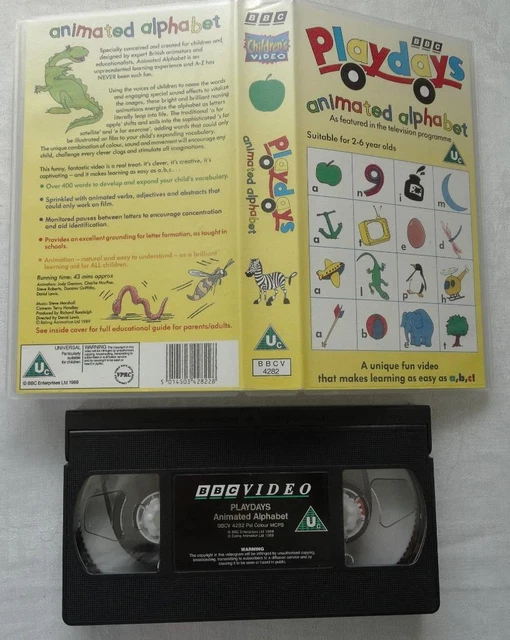 BBC TELEVISION 1989 Playdays Animated Alphabet Video/Vhs, Run Time 43 ...