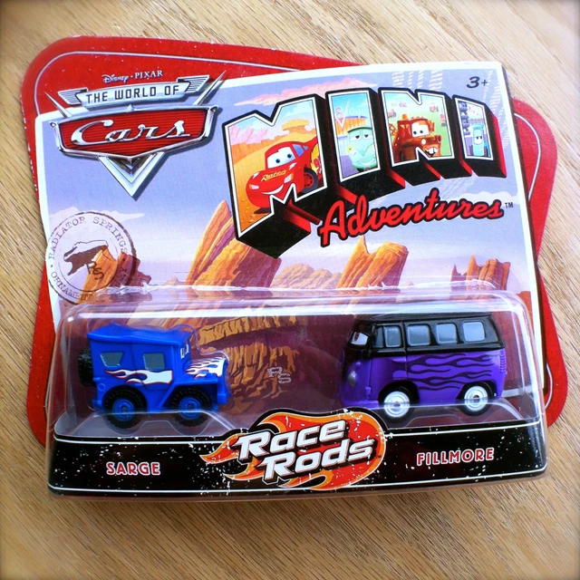 DISNEY PIXAR CARS MINI ADVENTURES Race Rods SARGE & FILLMORE 2-Pack Hot ...
