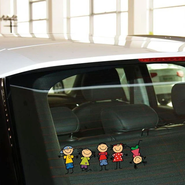 LOVELY CARTOON CHILDREN Boy Girl Car Sticker Family Window Decal Cute ...