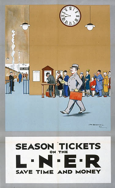 POSTER LNER, SEASON Tickets On The Lner Save Time And Money 1928 OLD ...