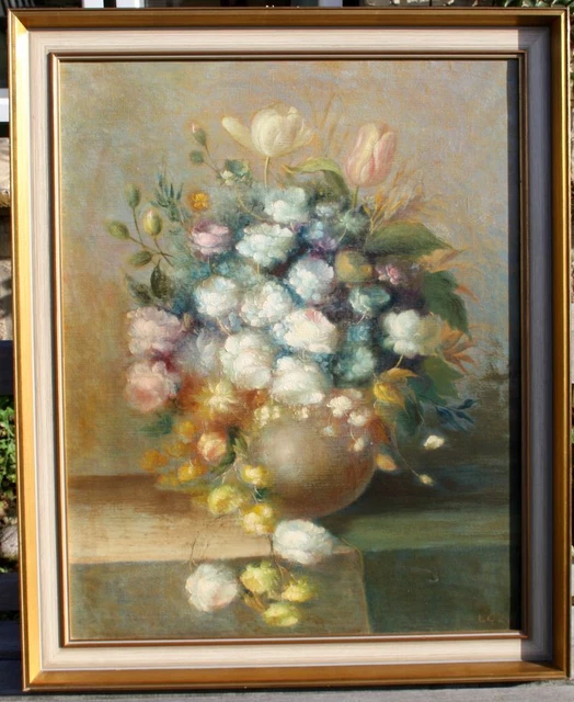 BLUMEN GEMÄLDE BLUMENSTILLLEBEN Blumenbild signiert LOZA Ölgemälde Rahmen origin EUR 192,95 ...