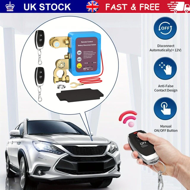 WIRELESS DUAL REMOTE Car Battery Disconnect Relay Master Kill Cut-off ...