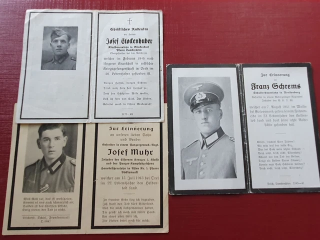 ORIGINAL GERMAN WW2 death Cards Lot X 3 Sterbebild Wk2 Konvolut £11.99 ...
