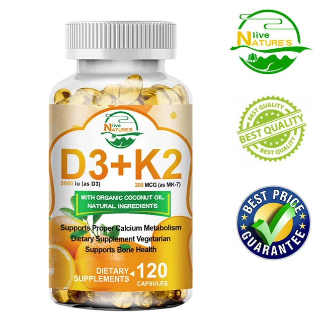 VITAMIN K2 WITH D3 Capsules for Heart and Bone Health 120 BioPerine ...
