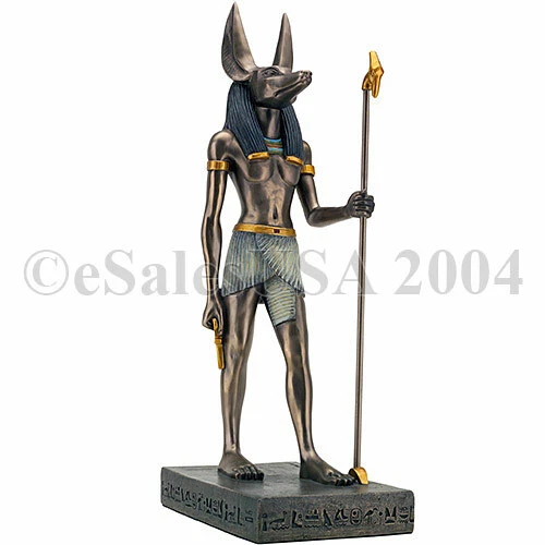 9& EGYPTIAN ANUBIS Jackal Bust on Plinth Statue Sculpture Antique ...