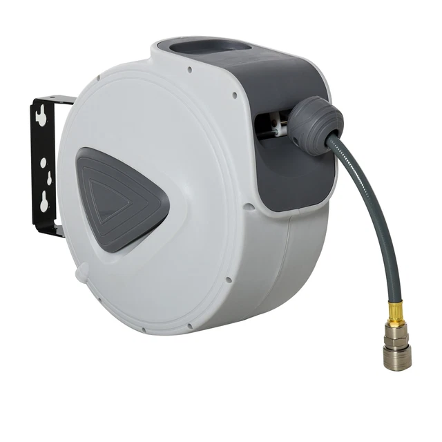 DURHAND RETRACTABLE AIR Hose Reel Self-Winding Wall Mount 1/4" 15m ...
