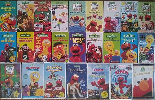 25 SESAME STREET Elmo VHS Tape Lot Happy Healthy Monsters 1 2 3 Count ...
