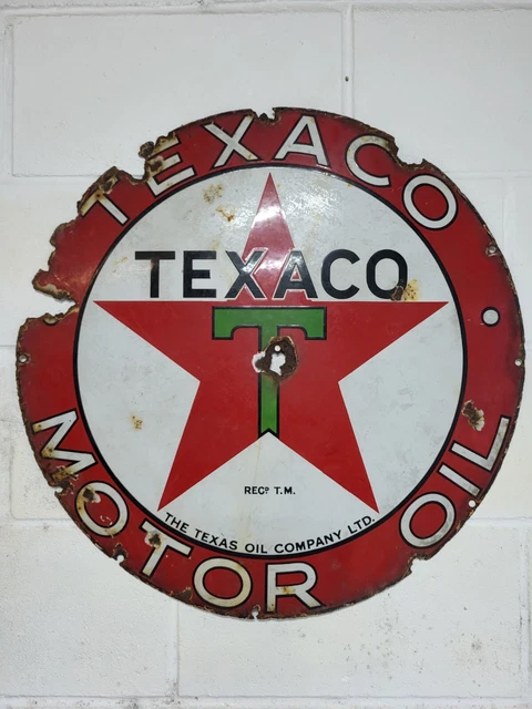 VINTAGE TEXACO MOTOR Oil Enamel Sign £550.00 - PicClick UK