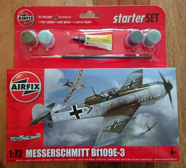 AIRFIX A55106 MESSERSCHMITT Bf109E-3 Aircraft 1/72 Model Kit Starter Set NEW £11.79 - PicClick UK
