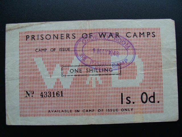 BRITISH WW2 POW 1 Shilling Paper Money Note, Camp 82, May 1943 £100.00 ...