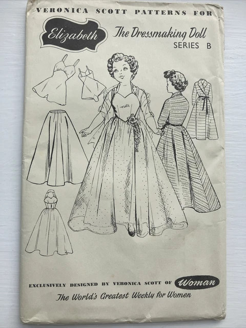 VINTAGE VERONICA SCOTT Pattern For Elizabeth The Dressmaking Doll ...