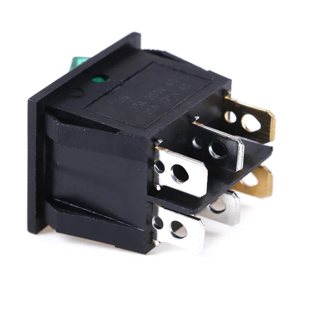6 PIN ON/OFF double spst rocker boat switch 250V/15A 125V/20A red green ...