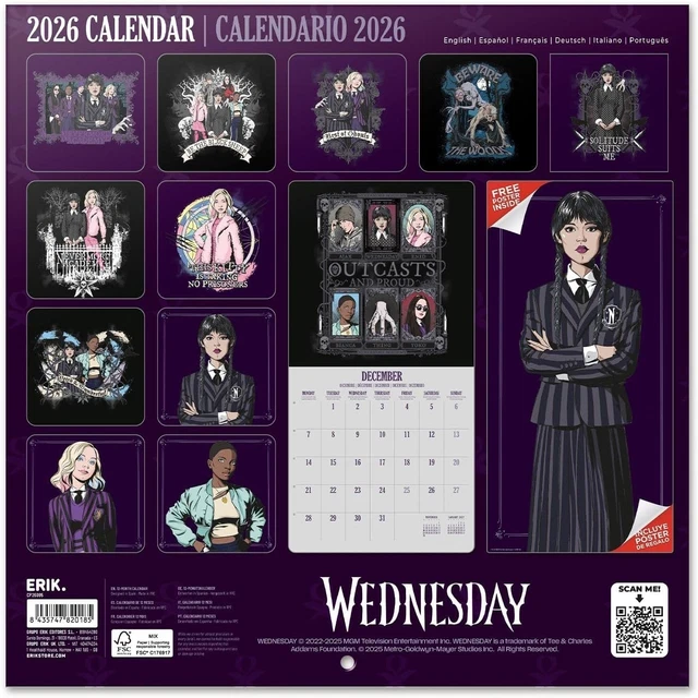 WEDNESDAY ADAMS CALENDAR 2026 | Square 30 x 30 cm - 12 x 12 inches £6. ...