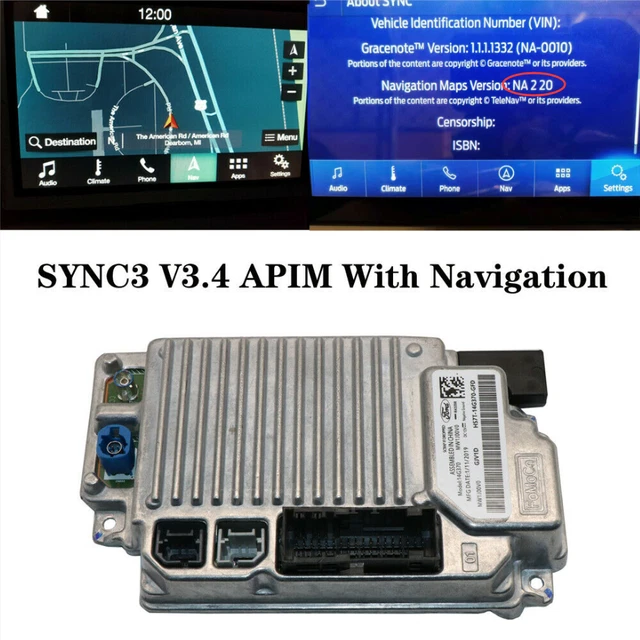OEM SYNC3 V3.4 APIM Module Upgrade with Carplay Navigation Map NA220 ...