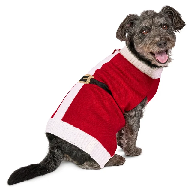 VIBRANT LIFE HOLIDAY Pet Red Santa Knit Sweater for Dogs, M, 17", 20 ...