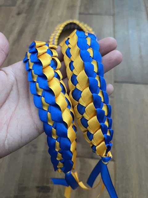 GOLD & ROYAL Blue Side Ribbon Graduation Open Lei (Custom orders ...