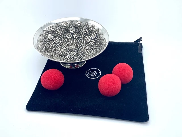 BRETT SHERWOOD SOLID Silver Hand Embossed Benson Bowl Sponge Ball Magic ...