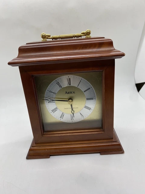 ARTEX CARRIAGE CLOCK Mantle Piece 160 x 140mm Working Wooden A18 Radio ...